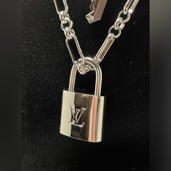 Louis Vuitton | Jewelry | Rare Palladium Louis Vuitton Padlock Necklace ...